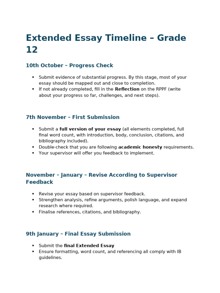 Grade 12 EE Student Timeline | PDF