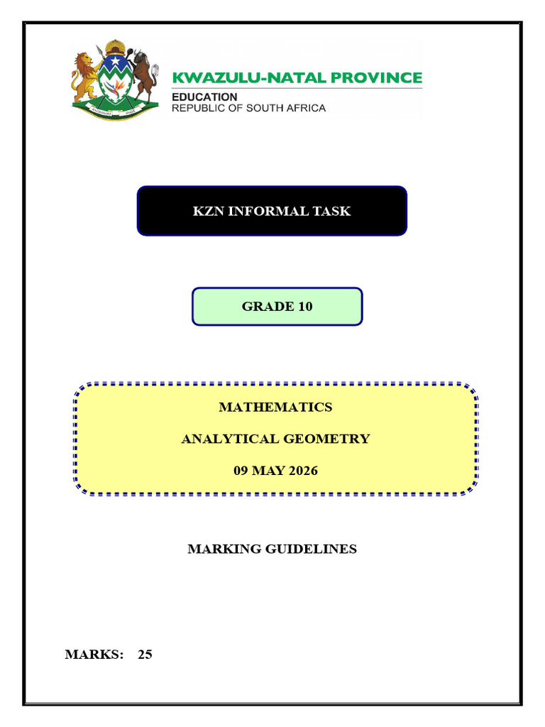 KZN Gr. 10 Analytical Geometry Memo 2026 | PDF | Mathematics | Geometry