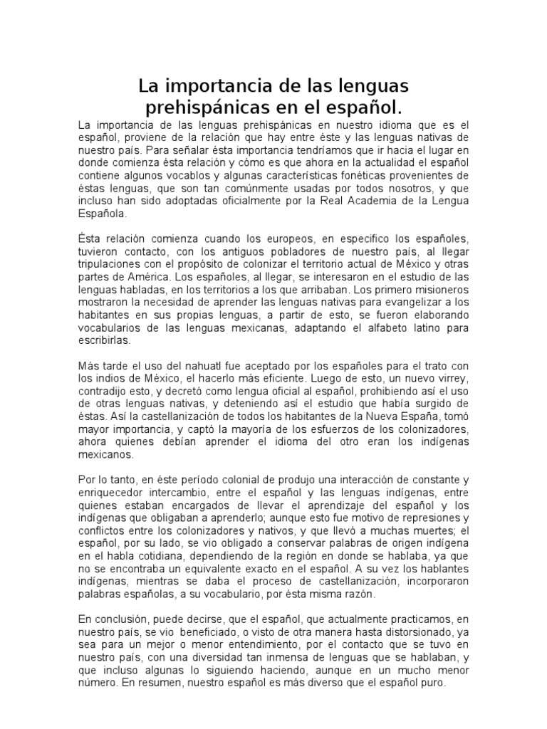 Influencia Prehispánica en el Español | PDF | Nueva españa | Náhuatl