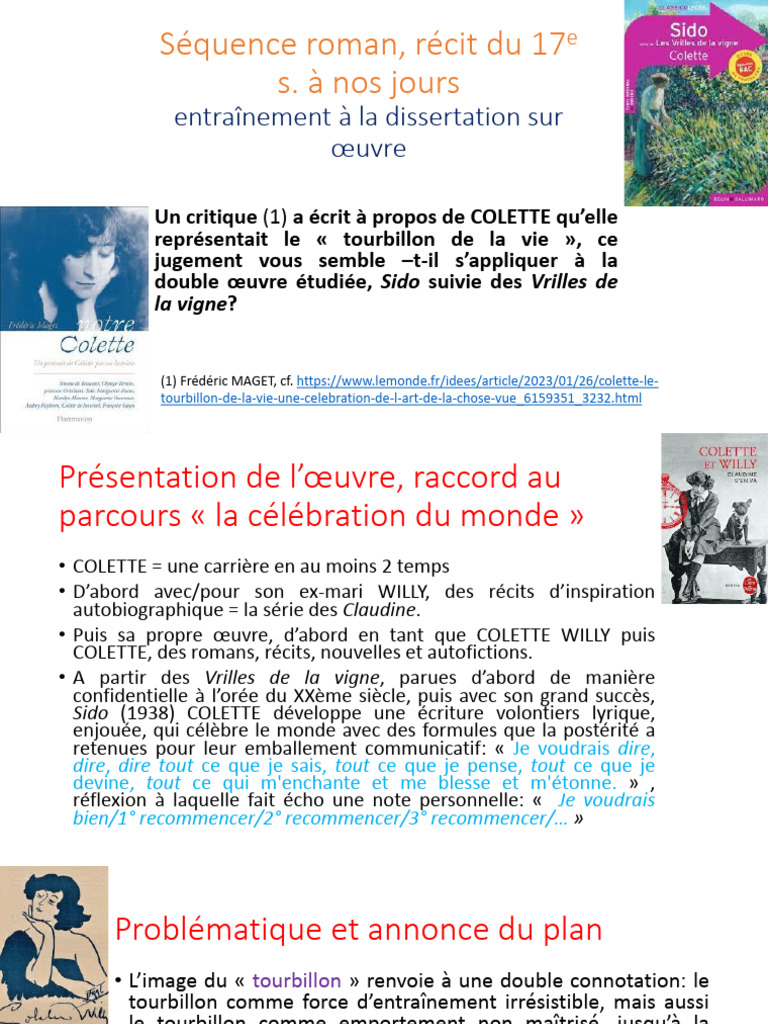 Éléments de Corrigé Dissertation COLETTE 2026 | PDF
