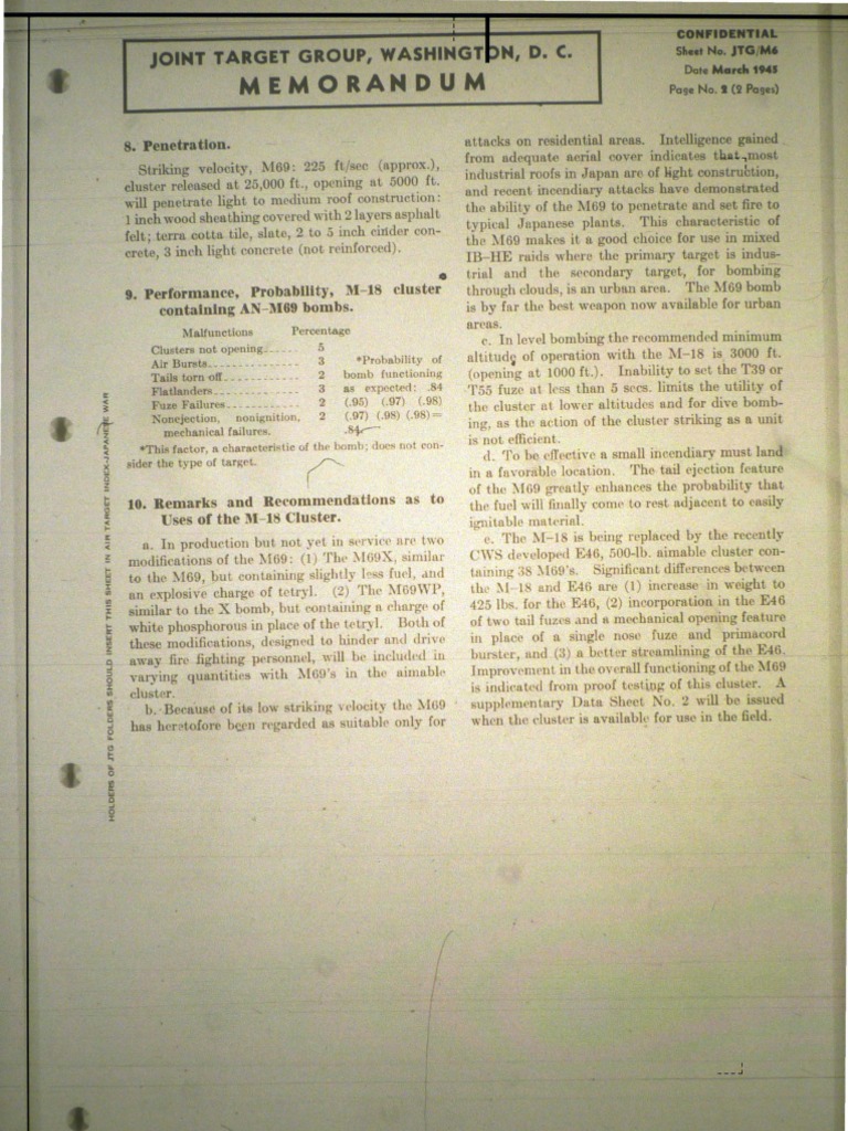 Study of Incendiary Bombings For Employment by The United States Army ...