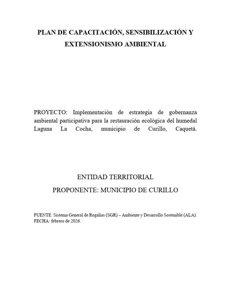 Plan Capacitacion Curillo SGR | PDF | Evaluación | Sustentabilidad