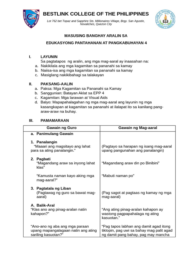 Masusing Banghay Aralin Sa Epp | PDF