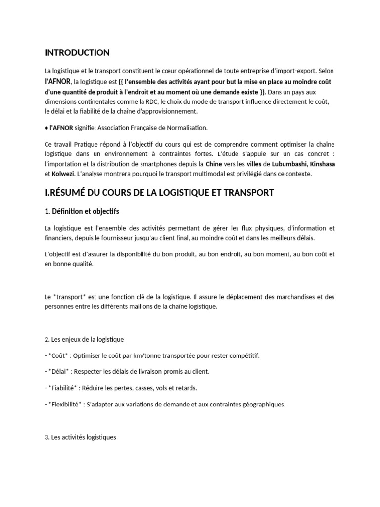 Introduction Wps Office | PDF | Logistique | Transport