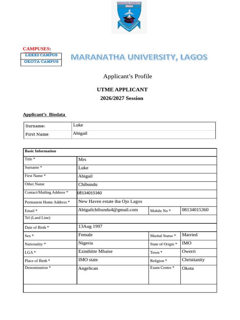 Maranatha University Application Form 2026.2027 | PDF | Chess Openings ...