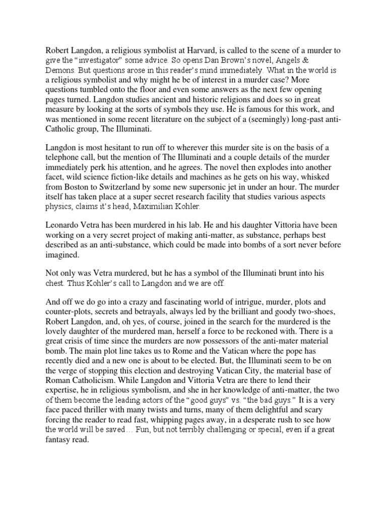 Angels and Demons Book Review | PDF | God | Science