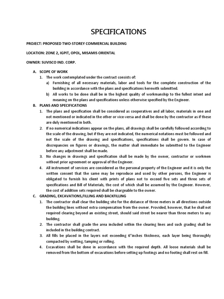 Specifications | Download Free PDF | Concrete | Specification ...