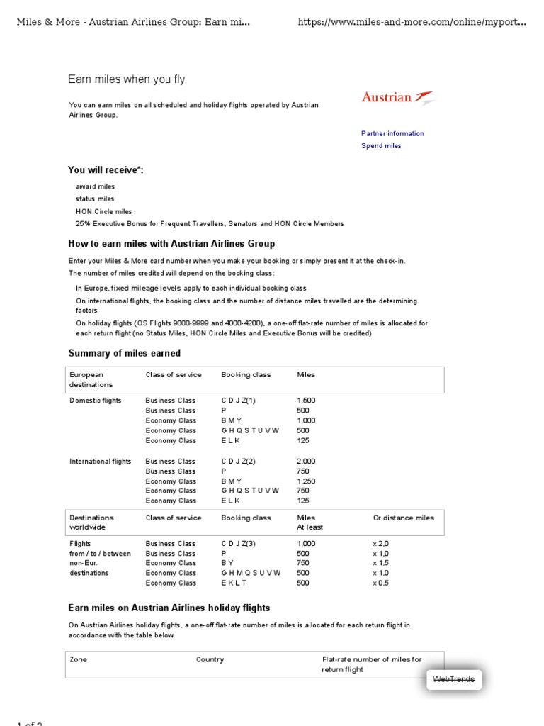 Miles and More Austrian | PDF | Airlines | Aviation