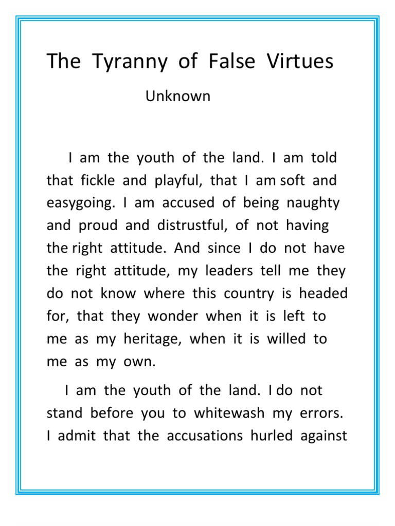 The Tyranny of False Virtues | PDF