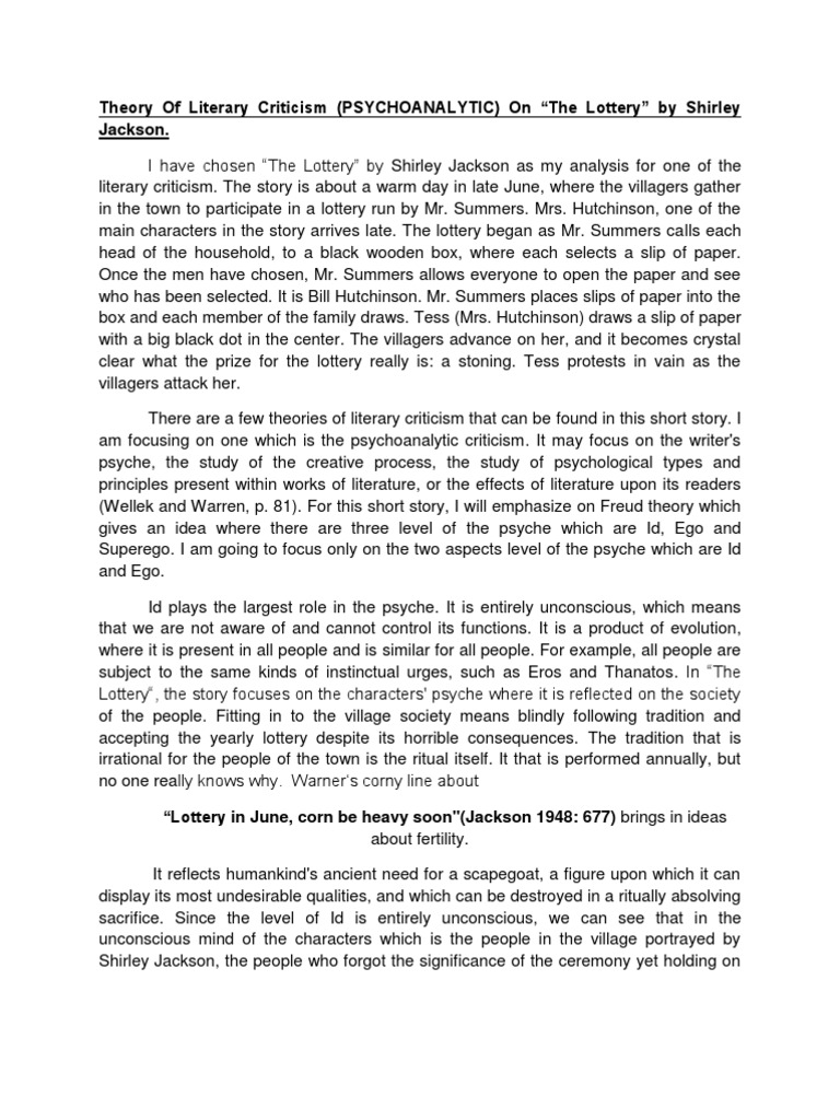 LIE Essay Assignment | PDF | Id | Psychoanalysis