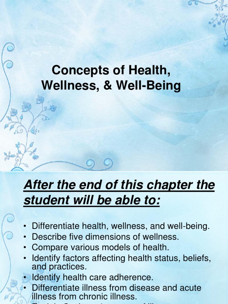 Concepts of Health, Wellness, & Well-Being | PDF