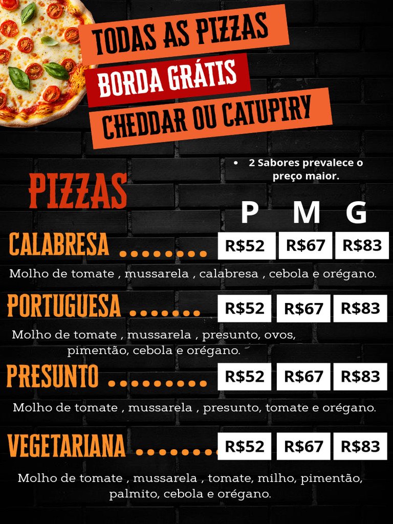 Seja muito Bem-vindo(a) à QUI PIZZA! | PDF | Alimentos | Culinária
