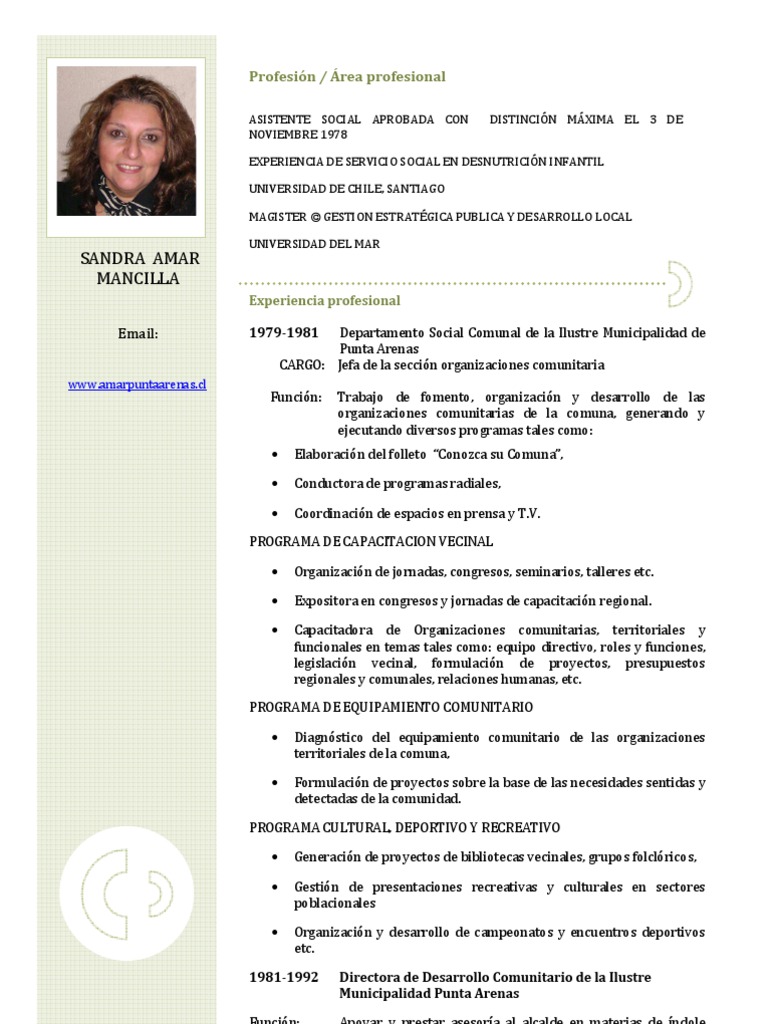 Curriculum Sandra Amar | PDF | Trabajo Social | Chile