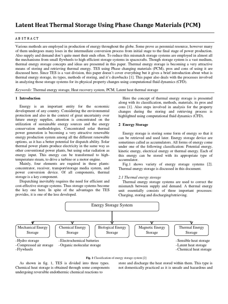 Latent Heat Thermal Storage (LHTS) Using Phase Changing Materials (PCM ...
