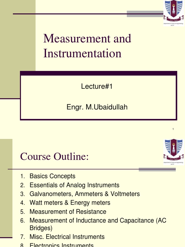 Measurement and Instrumentation: Lecture#1 | PDF | Measuring Instrument ...