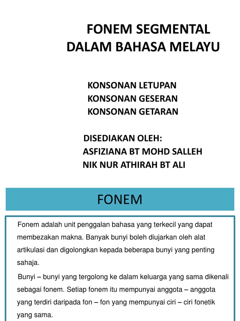 Fonem Segmental Dalam Bahasa Melayu | PDF