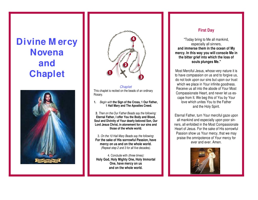 Divine Mercy Novena and Chaplet: First Day | PDF | Mercy | Religious ...