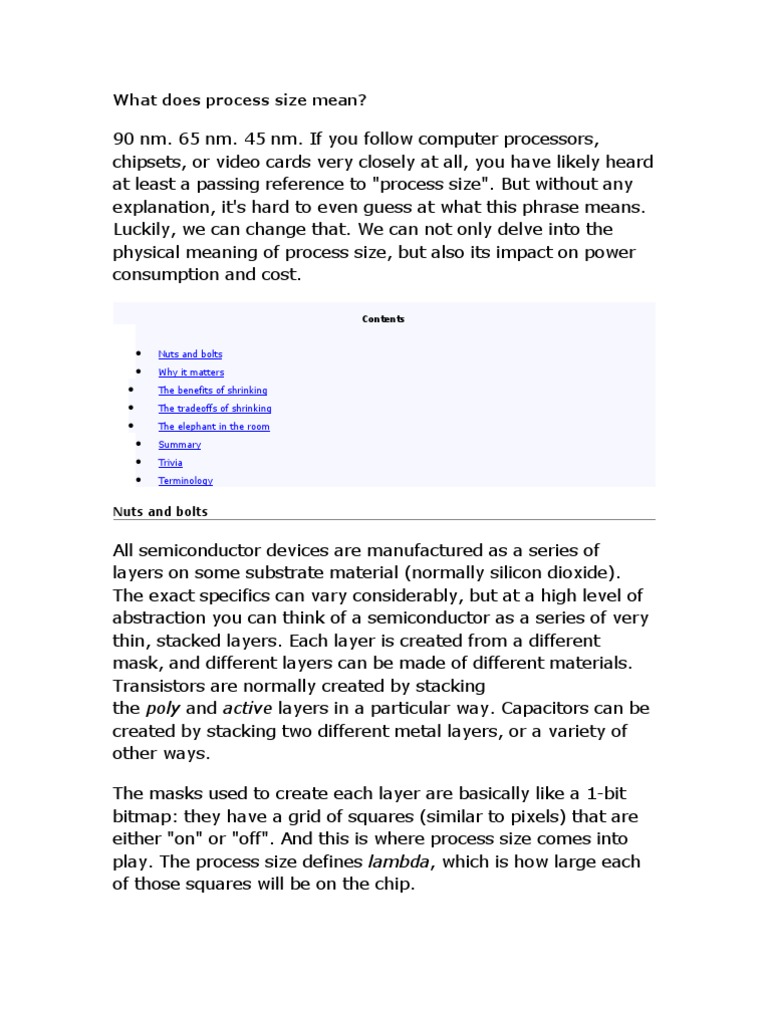 What Does Process Size Mean | PDF | Mosfet | Integrated Circuit