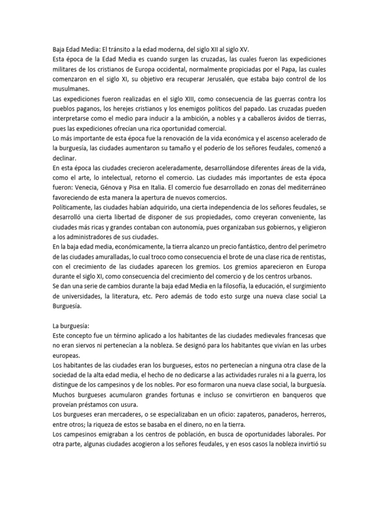 Transito A La Edad Moderna. Baja Edad Media - Docx 2026 | PDF | Edades ...