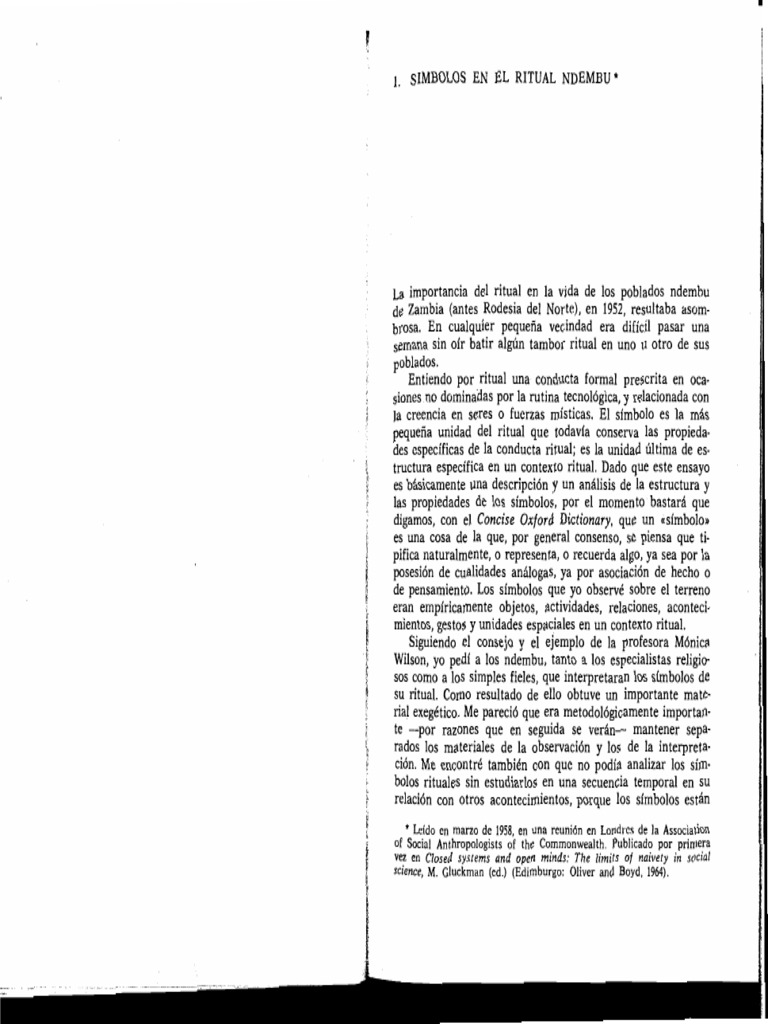 Victor Turner - Símbolos en El Ritual Ndembu | PDF