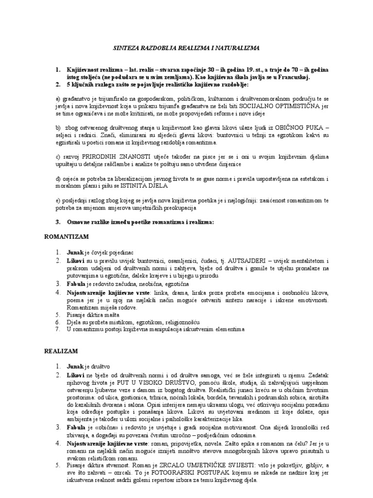 Realizam I Naturalizam | PDF