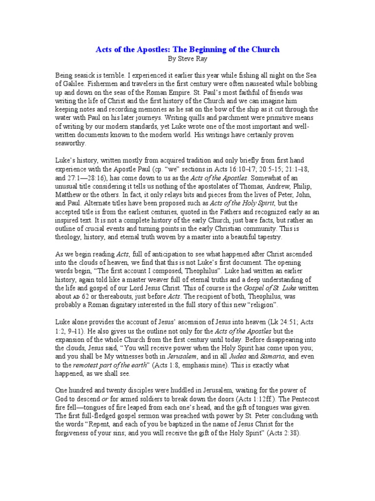 Acts of The Apostles: The Beginning of The Church | PDF | Acts Of The ...