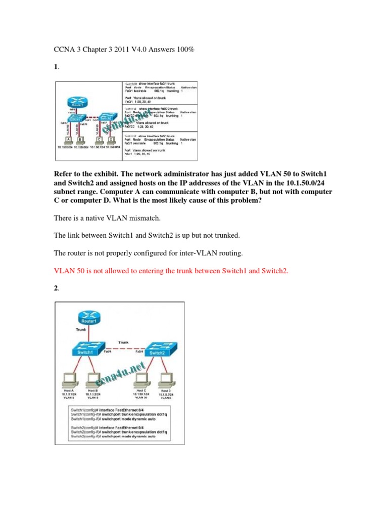 CCNA 3 Chapter 3 2011 V4.0 Answers 100% 1 | PDF | Computer Network | Network Switch