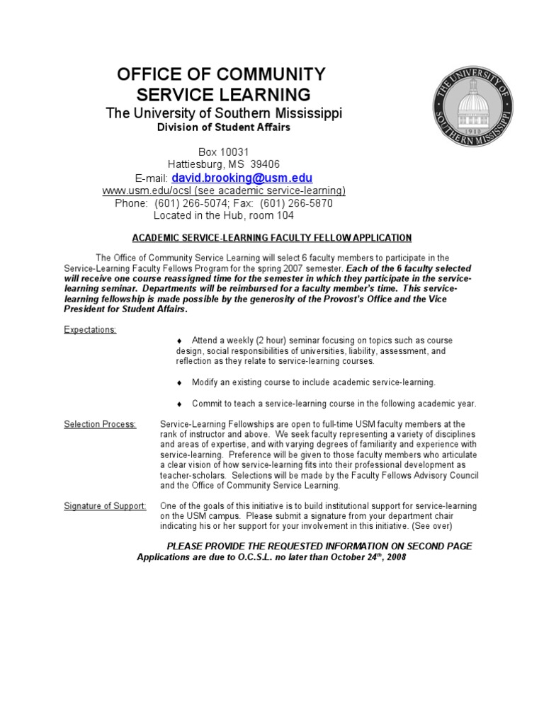 Application For Service Learning | PDF | Service Learning | Americans ...