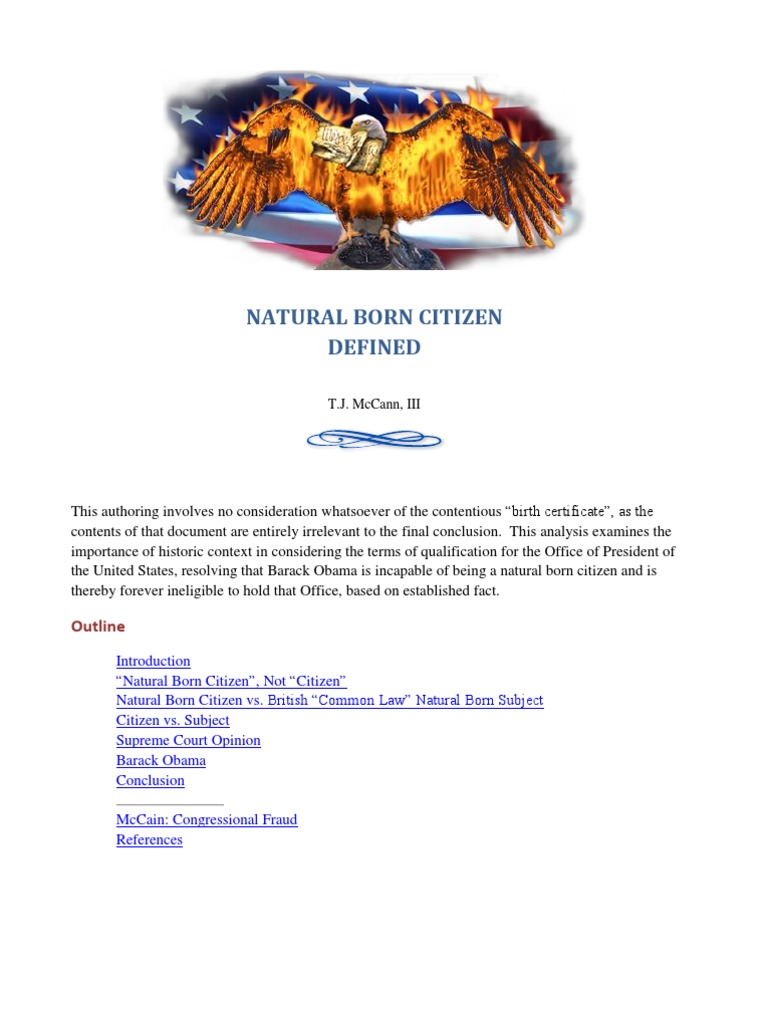 Natural Born Citizen Definition Explained | PDF | Citizenship | Allegiance