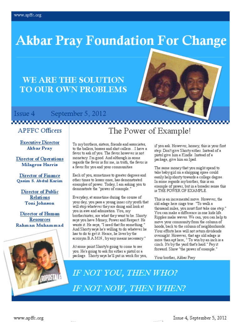 Akbar Pray Foundation For Change: We Are The Solution To Our Own ...