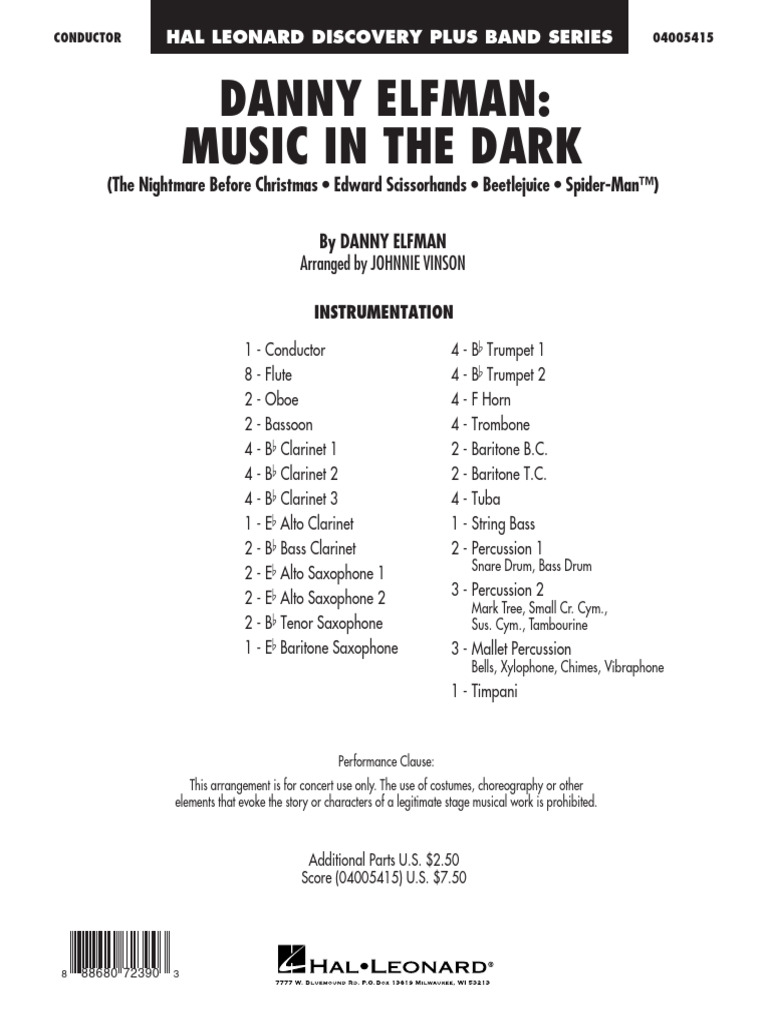 Danny Elfman - Music in The Dark - Johnnie Vinson - Fullscore | PDF ...
