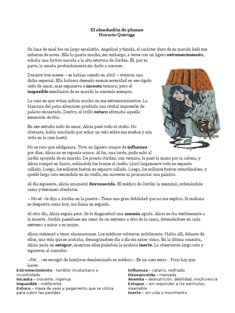 El almohadón de plumas: un cuento trágico | PDF | Medicina | Salud y ...