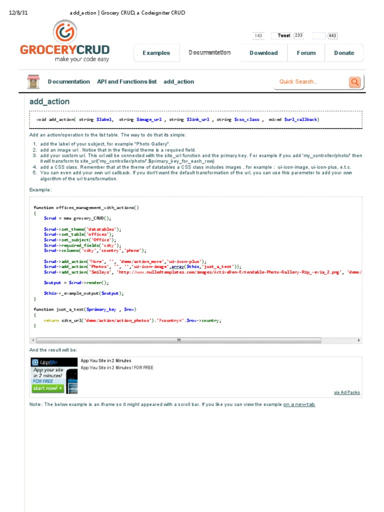 Add - Action: Examples Download Forum Donate | PDF | Software | Computing
