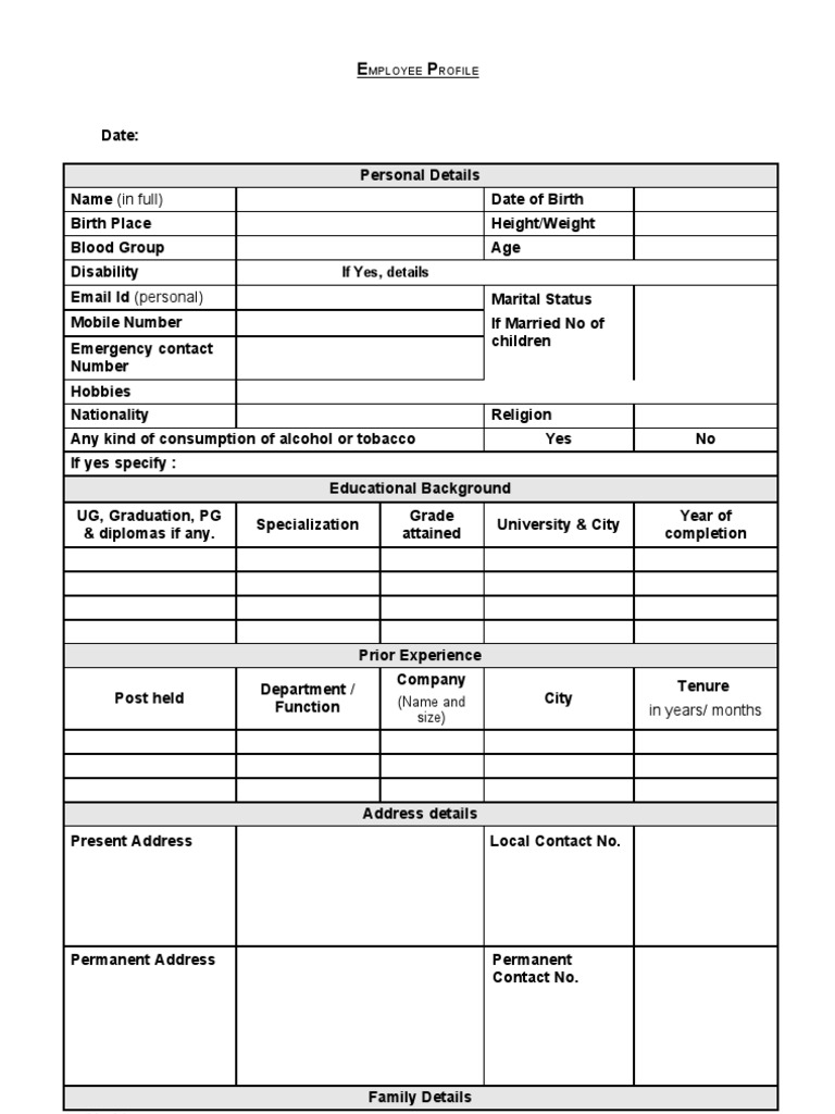 Employee Joining Form | PDF