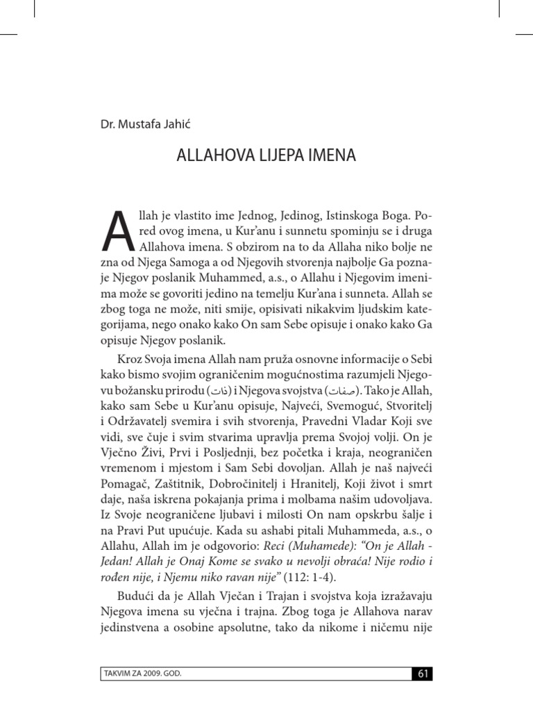 Allahova Lijepa Imena | PDF