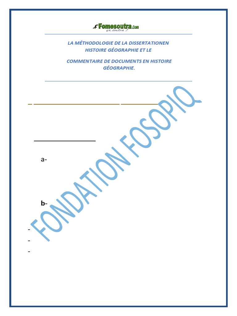 La Méthodologie de La Dissertation en Histoire Géographie Et Le (1) | PDF