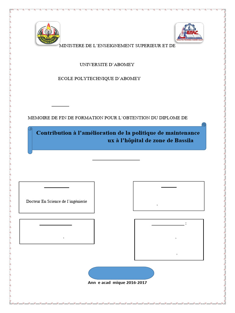 2-Rapport KASSEGNE Tom_compressed | PDF | Ingénieur | Allaitement