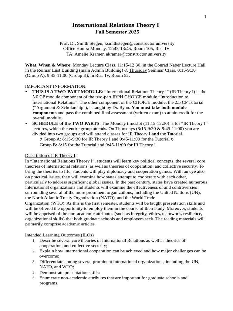 2025 IR Theory I Syllabus 30 10 | PDF | Artificial Intelligence ...