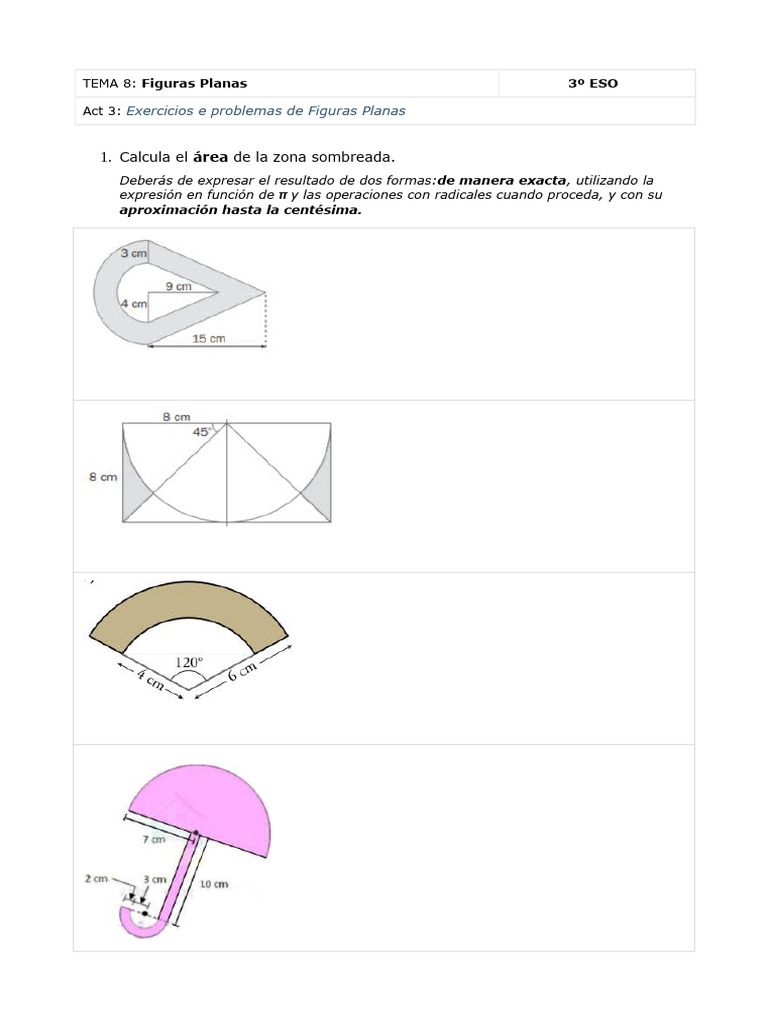 Tema 8_ Act3_ + Exercicios de Figuras Planas | PDF