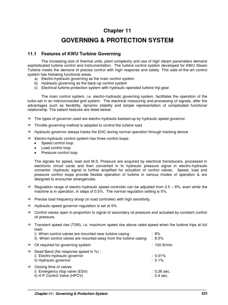 A Comprehensive Description of the Governing and Protection Systems for ...