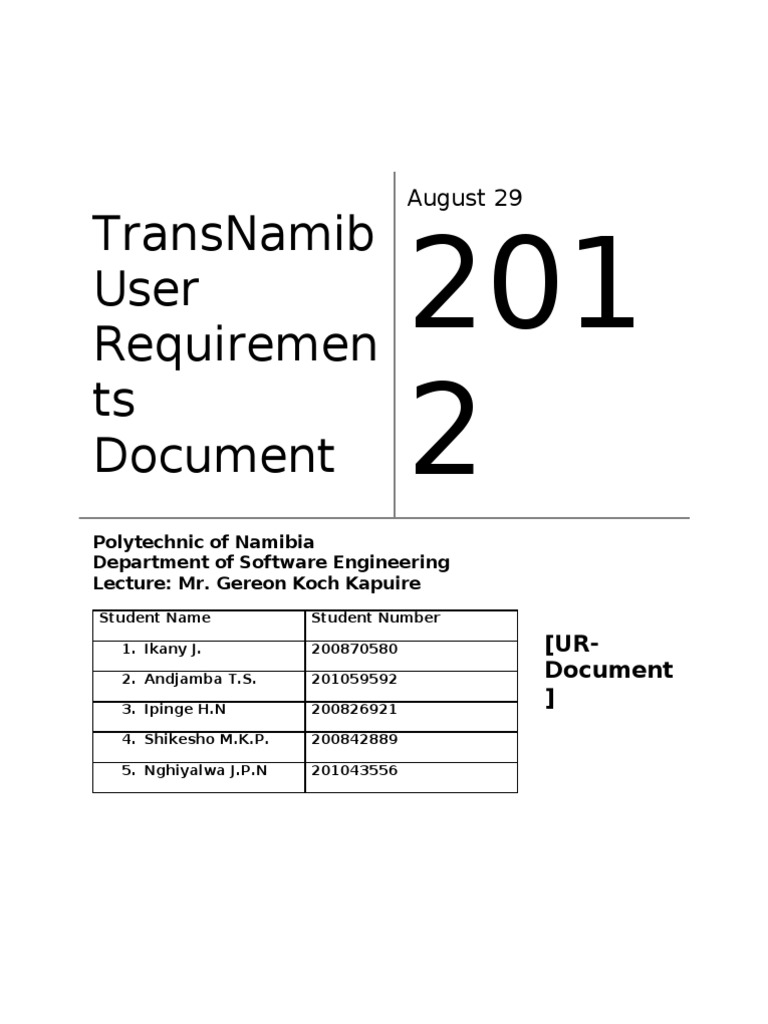 User Requirements Document (UR) | PDF | Databases | Microsoft Windows
