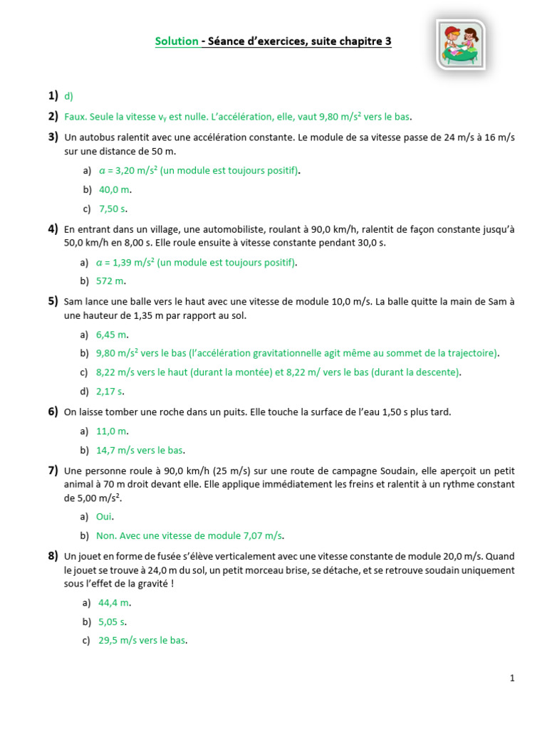 Solution Exercices-chapitre 3 II | PDF