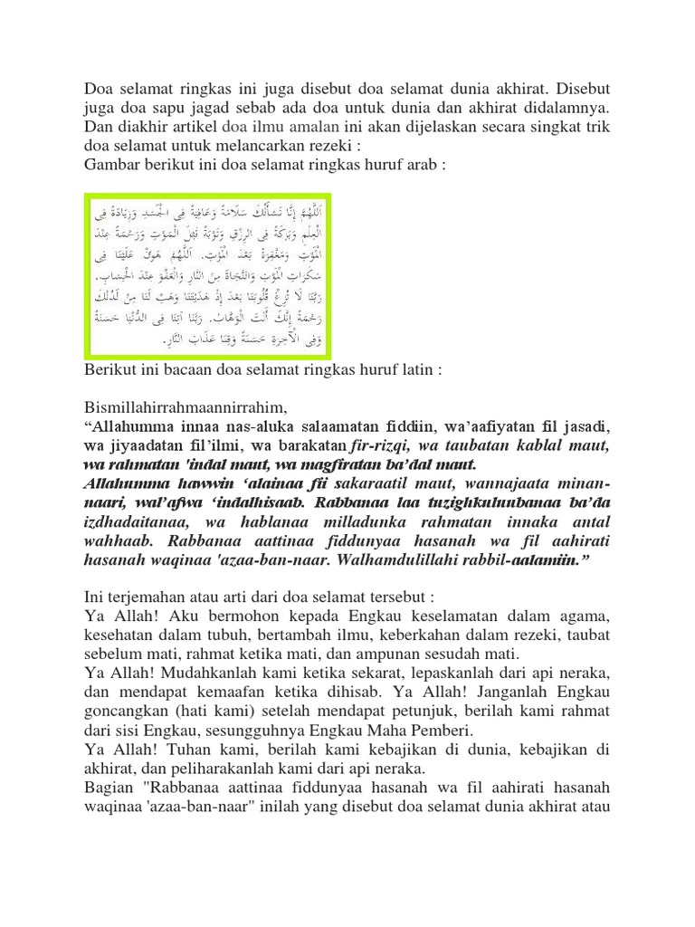 Doa Selamat Dan Cara Menggunakan Doa Selamat | PDF