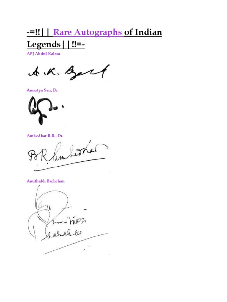 Rare Indian Legends' Autographs | PDF