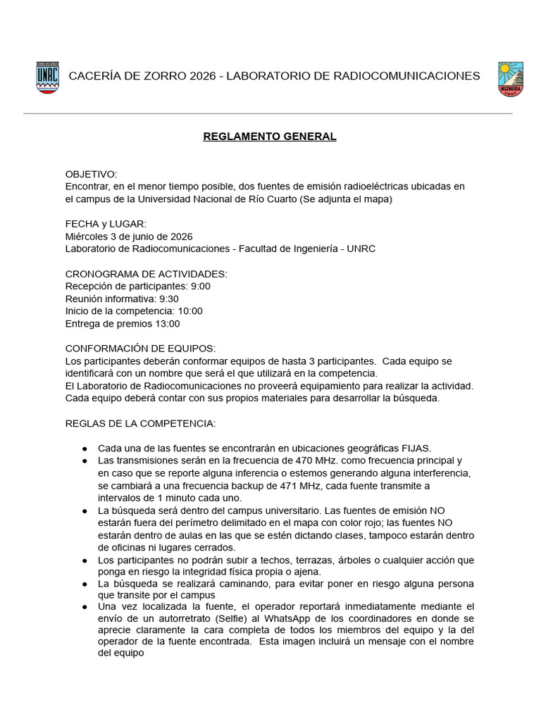 Reglamento General Caceria 2026 | PDF | Radio