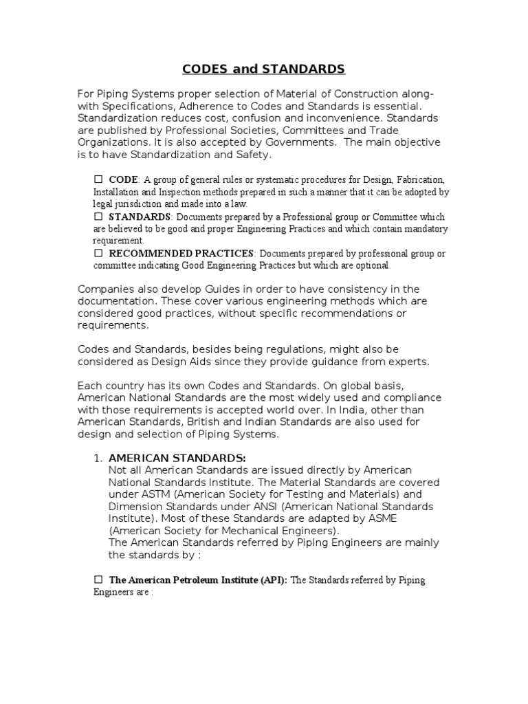 Codes & Standard | PDF | Pipe (Fluid Conveyance) | Valve