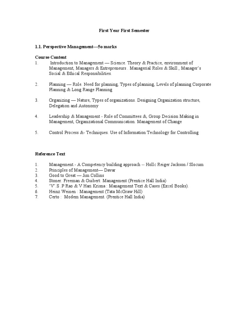 MMS Syllabus | PDF | Statistics | Strategic Management
