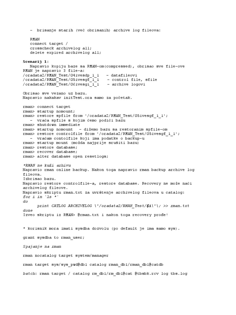 Rman Backup Databases