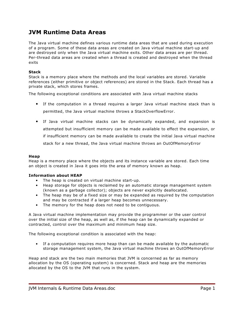 JVM Internals & Runtime Data Areas | PDF | Java Virtual Machine | Java ... JVM Internals & Runtime Data Areas | PDF | Java Virtual Machine | Java ...