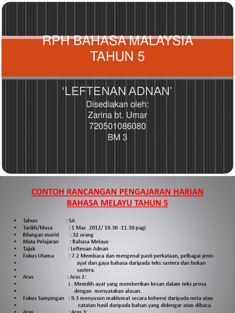 RPH Bahasa Malaysia Tahun 5 | PDF